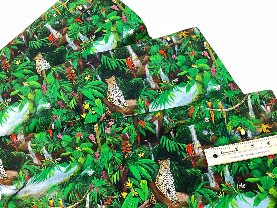 Jungle Scenic 100% Cotton Fabric ~ Who Let the Birds Out Collection ...