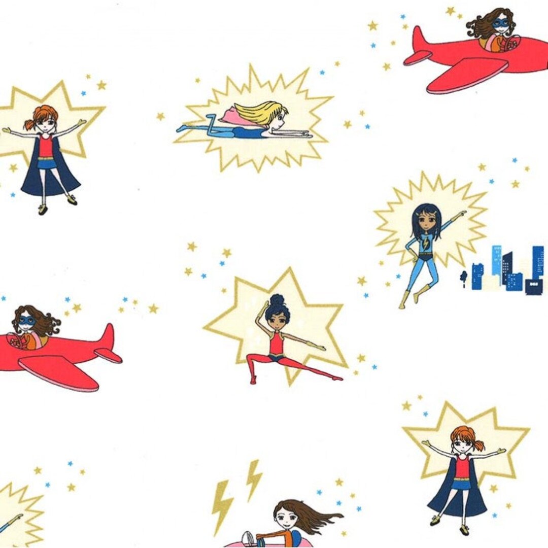 Girl Power Hero Ozone Fabric ~ Hero Collection by Sandra Clemons for ...