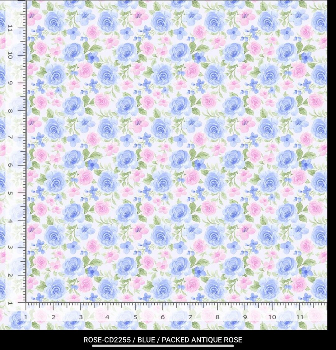 Packed Antique Roses 3 Colors: Pink/blue/ Lilac 100% Cotton Fabric ...
