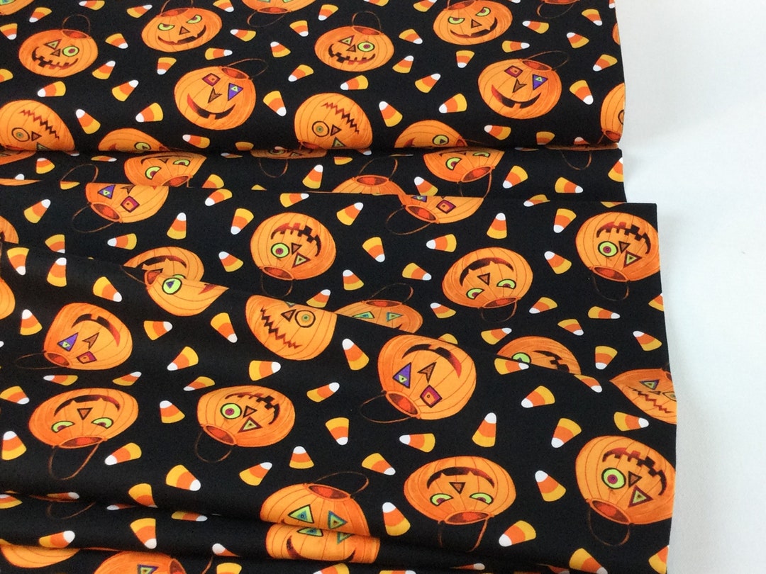 By the Yard ~ Pumpkins Black Fabric ~ Witchful Thinking Collection by ...