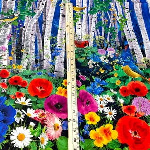 23" Bright Forest Panel Fabric ~ Floral Forest Collection by Chong-a ...