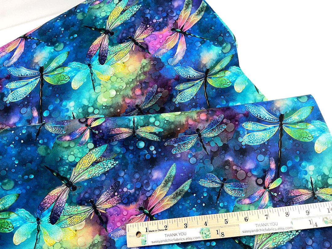 Dragonfly Dream Fantasy Color, 100% Quilting Cotton Fabric ~ Dragonfly ...