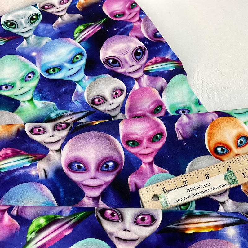 Space Alien Cotton Fabric - Etsy