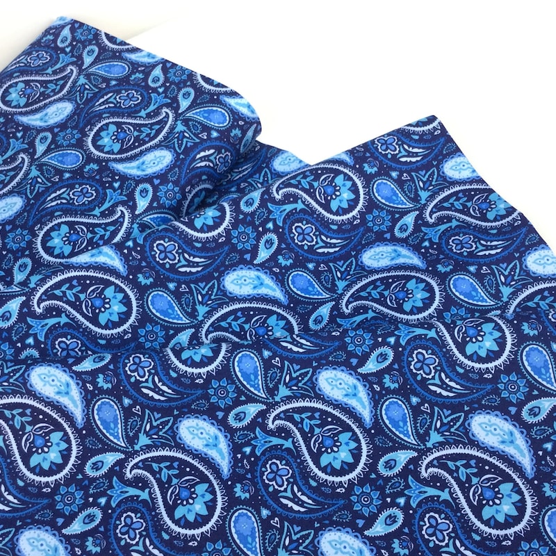 Navy Blue Paisley Fabric - Etsy