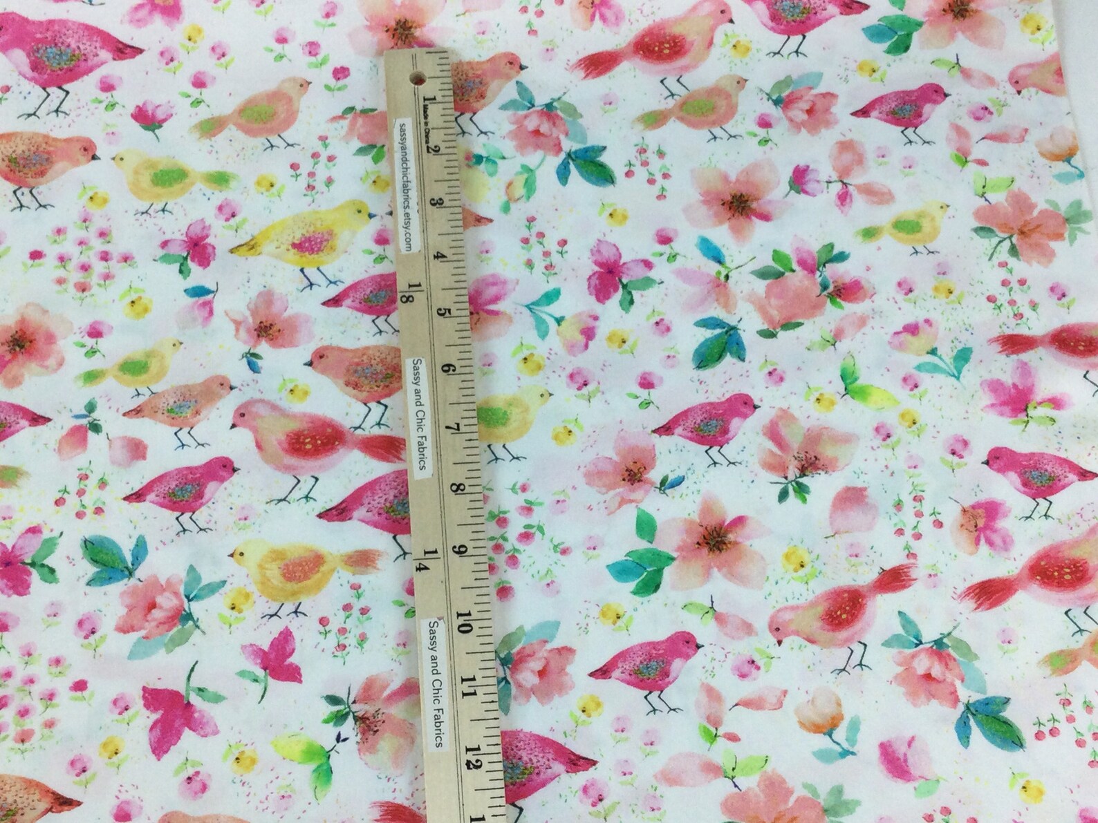Watercolor Spring Song Birds White Fabric Spring Song Collection From ...