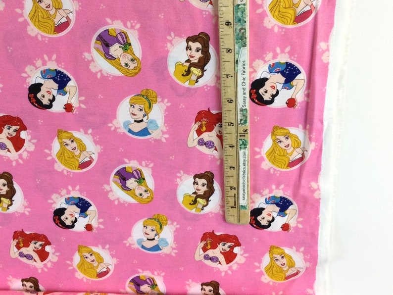 Disney Princesses in Circles Pink Fabric Forever Princess | Etsy