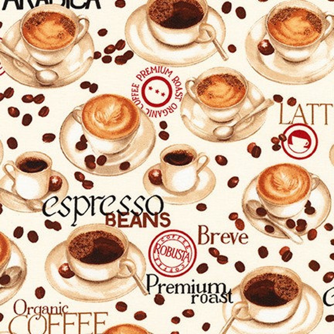 32"by44" Remnant Left ~ Coffee Espresso Fabric ~ Metro Cafe Collection ...
