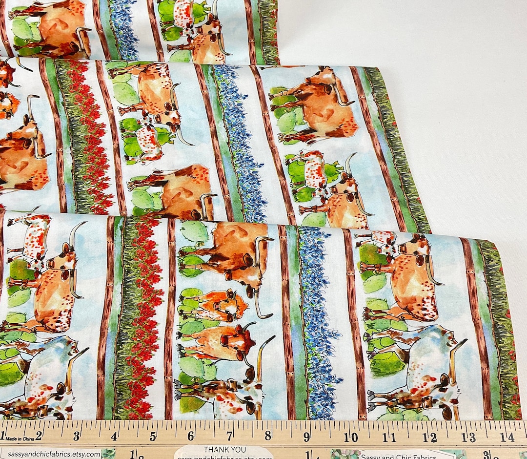 Texas Longhorns Decorative Stripe 100% Cotton Fabric ~ Longhorns ...