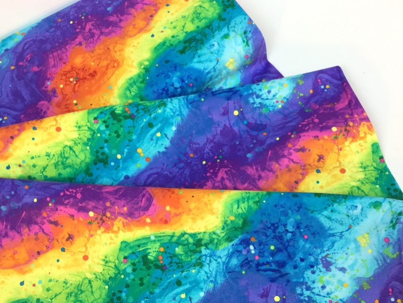 Painted Rainbow Texture Rainbow Fabric Timeless Treasures | Etsy