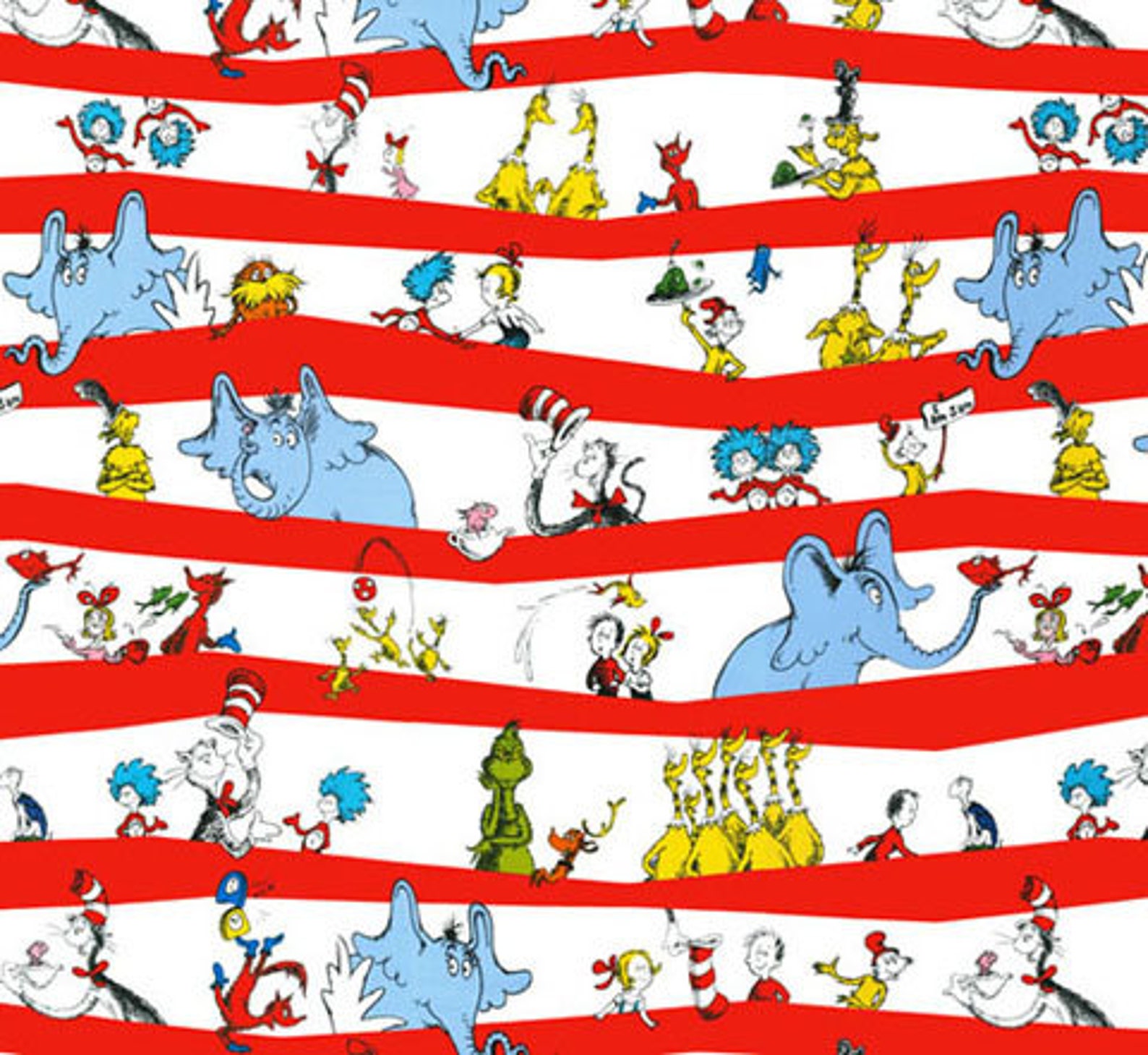 Celebrate Seuss! Character Stripe White Fabric ~ Dr Seuss Collection ...