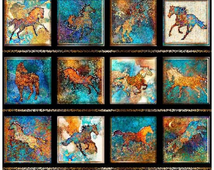 36" Horse Picture Patches Black Fabric ~ Wild at Heart Collection by ...
