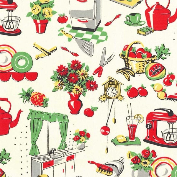Retro Kitchen Fabric - Etsy