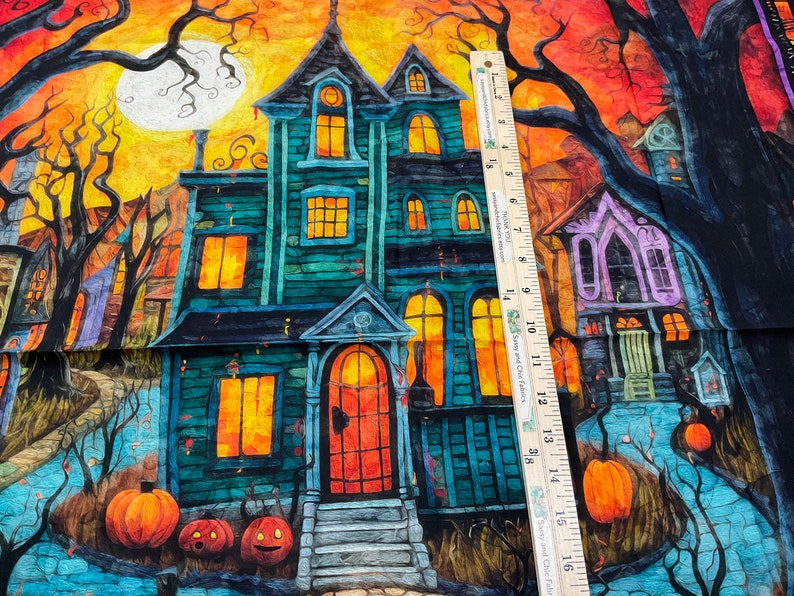 36" Haunted House Panel 100% Cotton Fabric ~ Creepin' It Real ...