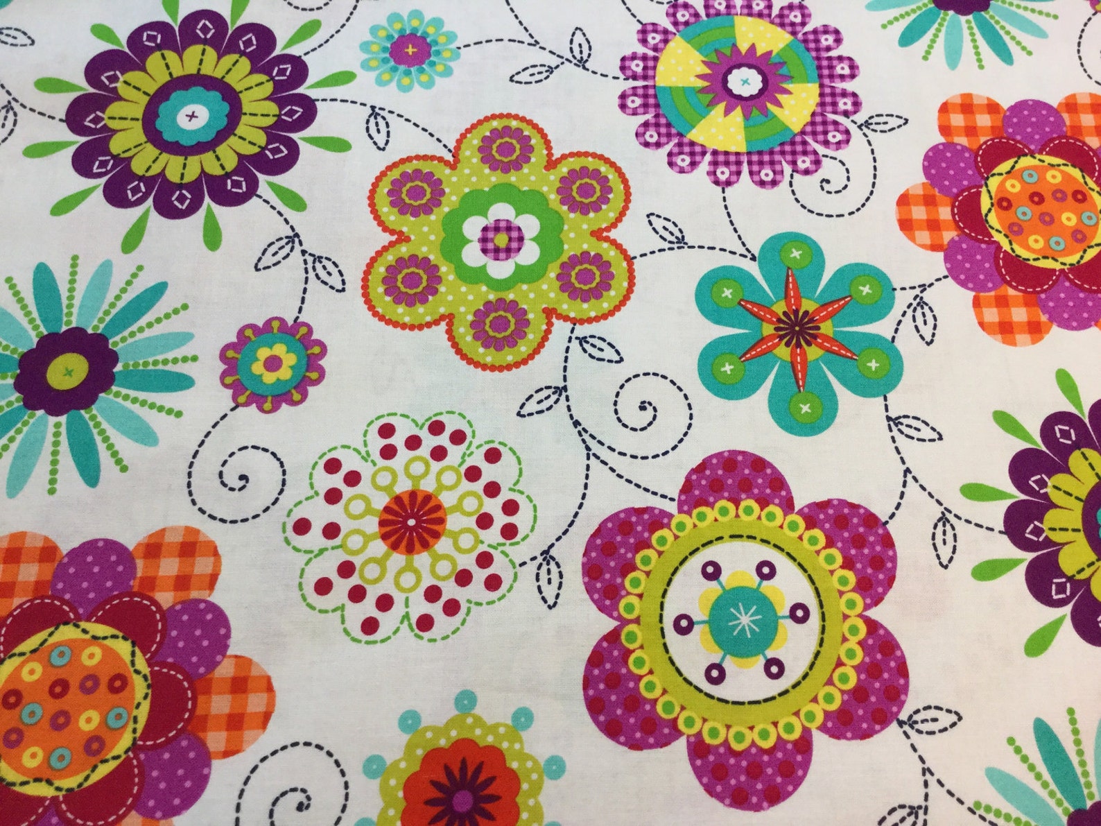 Peppy Petals White Fabric Michael Miller Collection 100% - Etsy