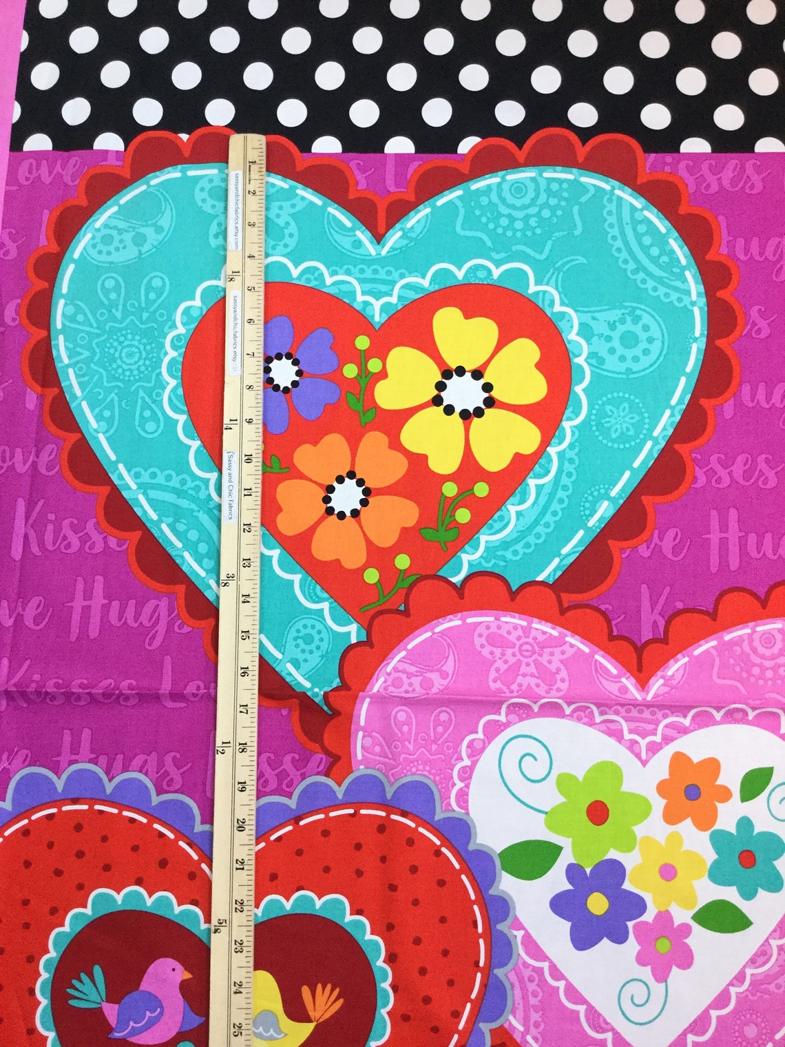 Heart Panel 30wide by 44 Tall Fabric Love is | Etsy