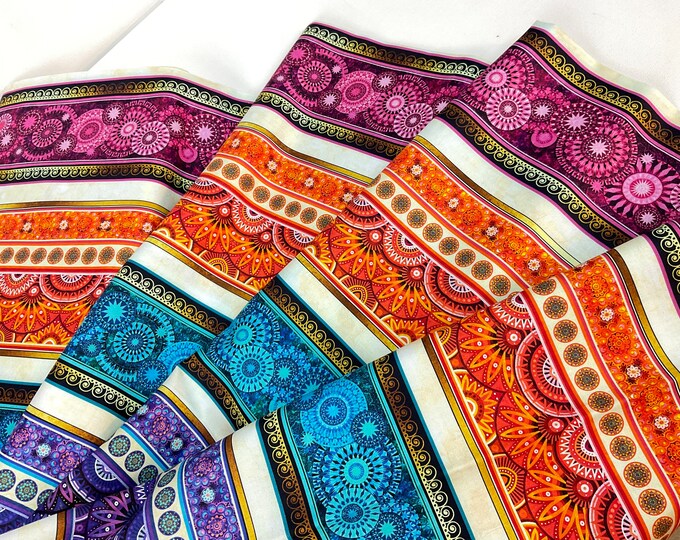 32"by44" Remnant ~ Medallion Stripe Multi 100% Cotton Fabric ...