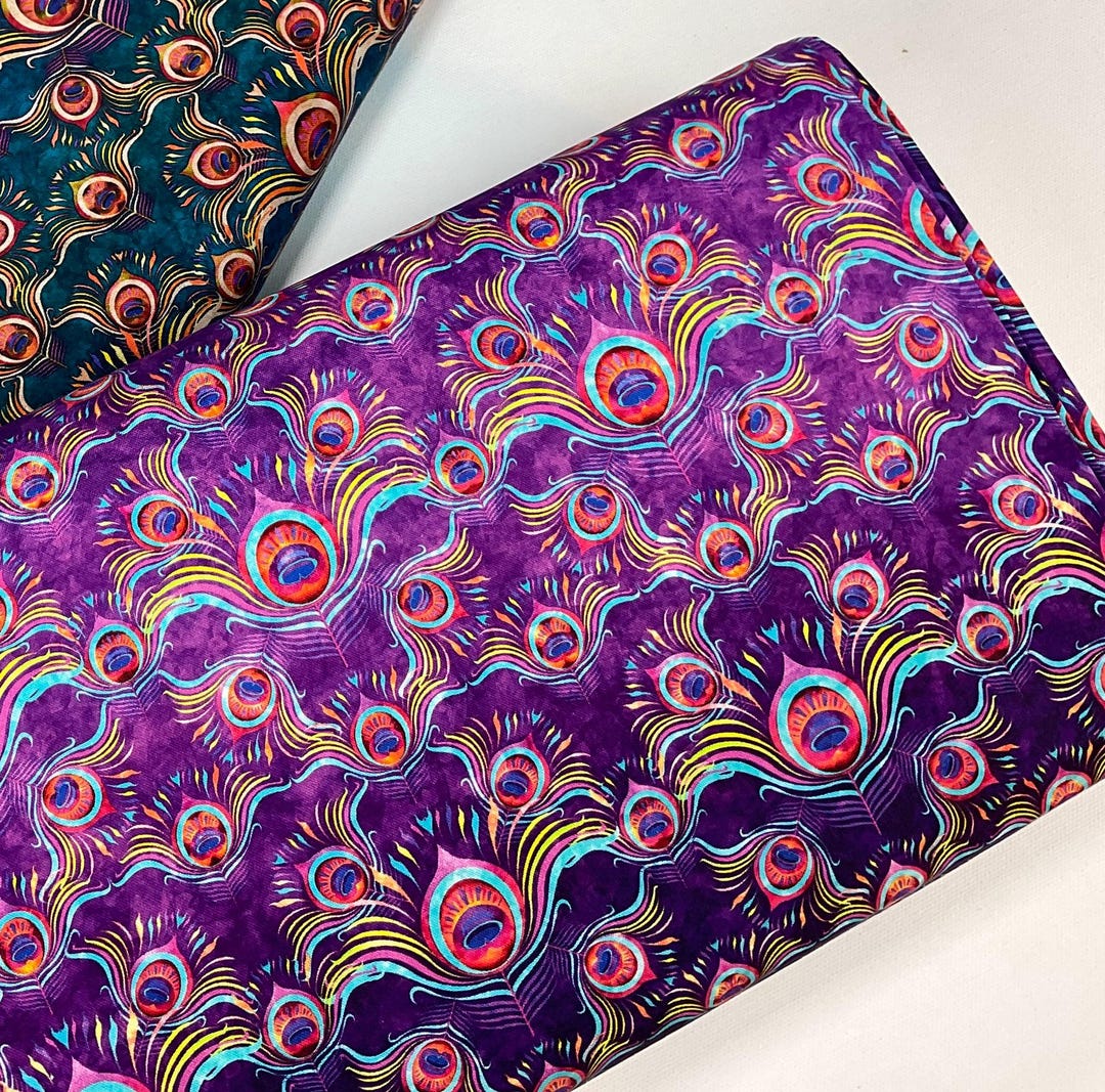9 Dollars/yard SALE ~ Peacock Ombre Damask Violet or Orange Colors, 100 ...