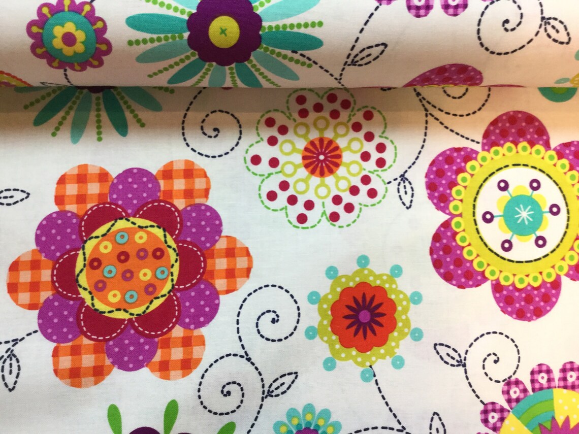 Peppy Petals White Fabric Michael Miller Collection 100% - Etsy