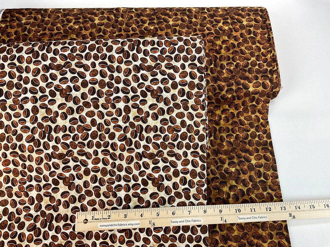 Coffee Beans 3 Colors: Cream/black/brown Fabrics ~ Barista Collection ...