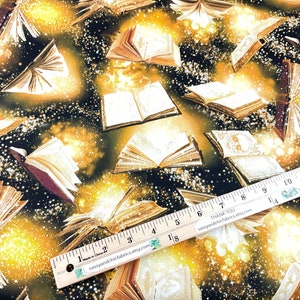 The Book of Magic Spells Gold, 100% Quilting Cotton Fabric ~ Mystic ...