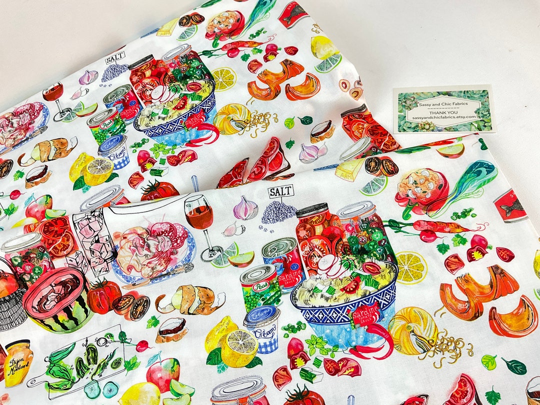 Chef's Table Vegetables White 100% Cotton Fabric ~ Chef's Table ...