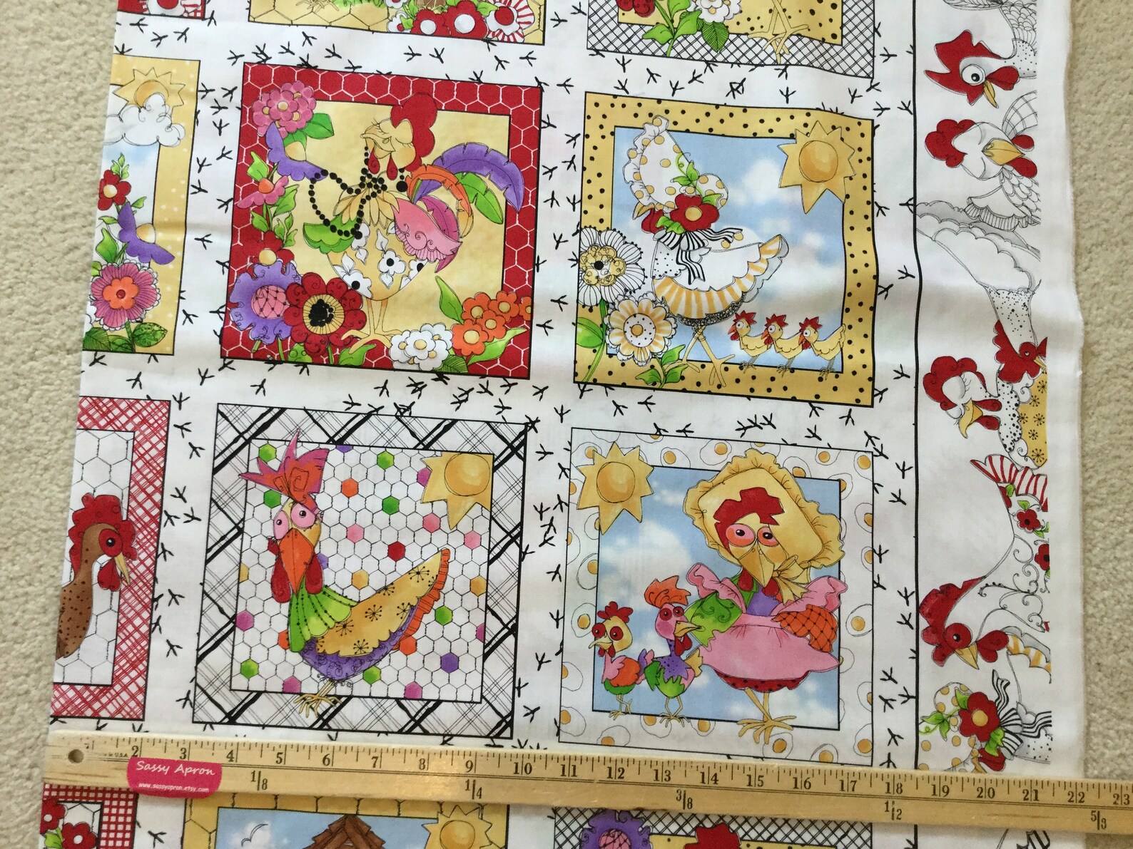 23by44 Chicken Chique Fabric Panel Chicken Chique - Etsy