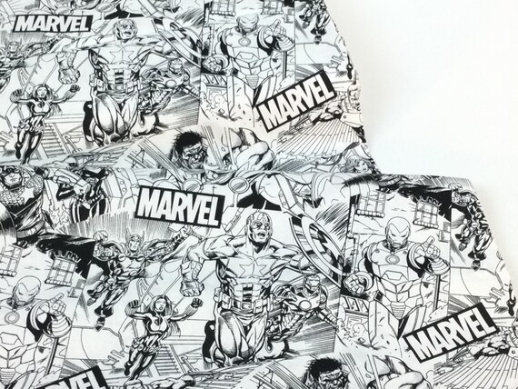 Marvel Avengers Sketch Black/white Fabric From Springs - Etsy