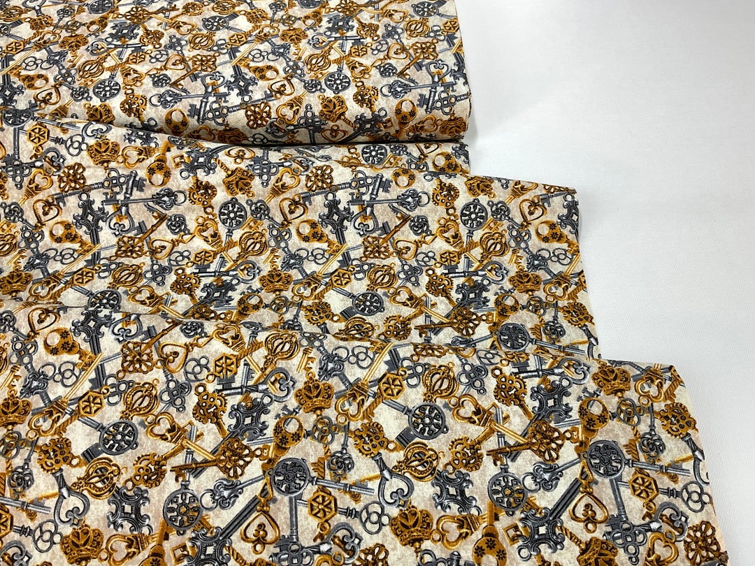 Skeleton Keys Parchment Color Background 100% Quilting Cotton Fabric ...