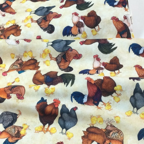 Chicken Fabric 100% Cotton Fabric Fabric by the Yard - Etsy