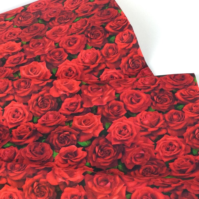 Red Rose Fabric - Etsy