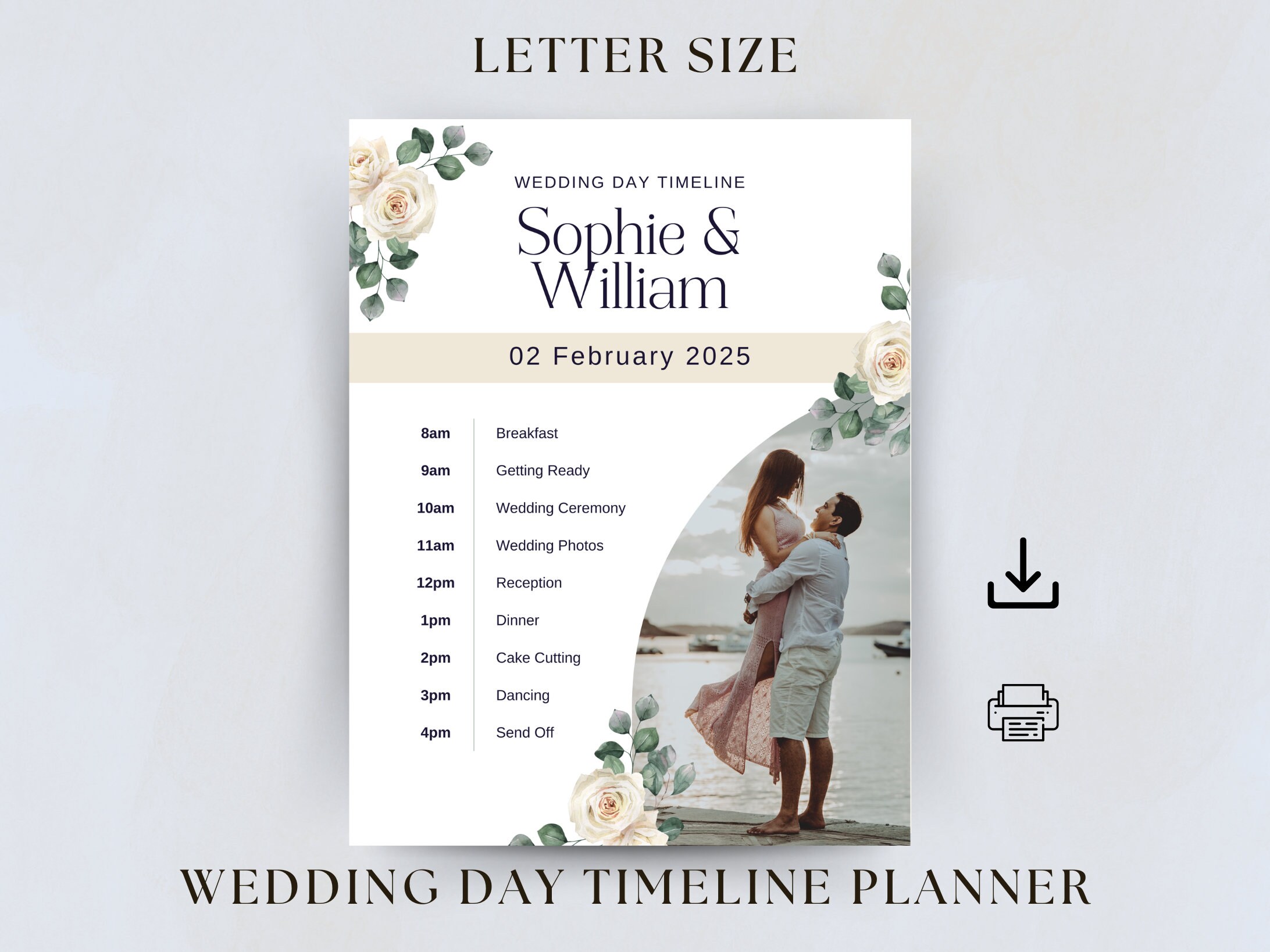 Wedding Day Timeline Planner Template, Editable Wedding Day Timeline ...