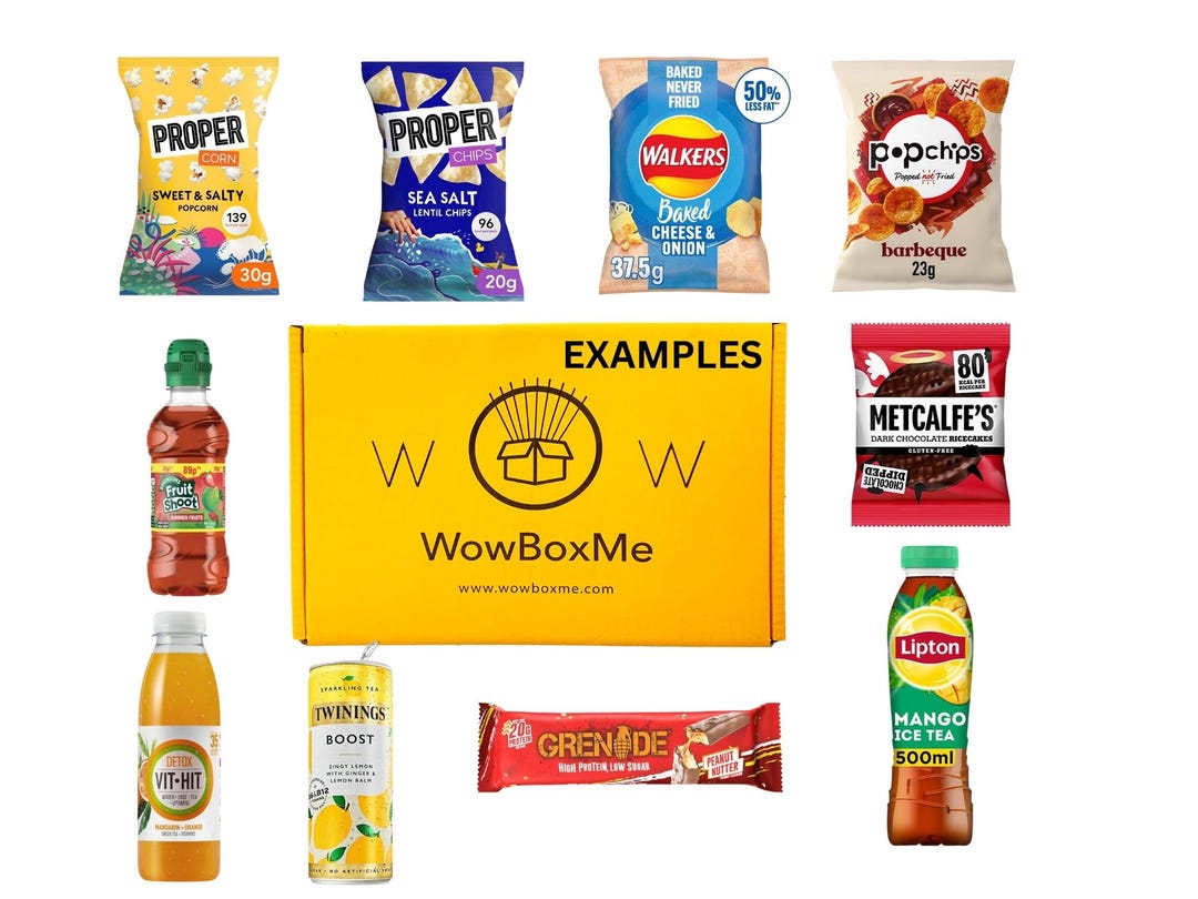 Wowboxme Mindful Reset Box - Baked Snacks Low Sugar Drinks Selection ...