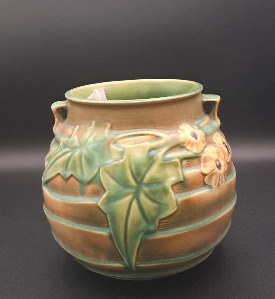 Roseville Pottery Luffa Rose Bowl 7x7, 1930s - Etsy