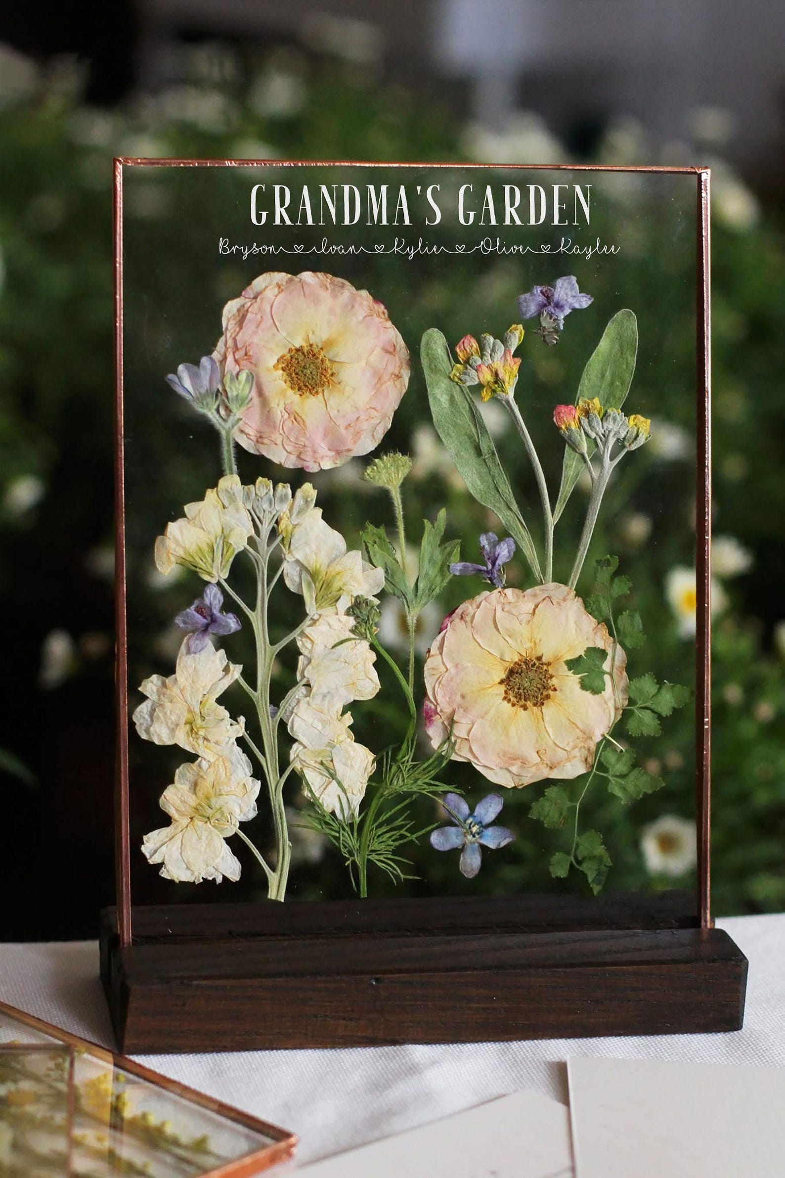 Custom Handcrafted Wooden Frame With Dried Flower, Pressed Design ...