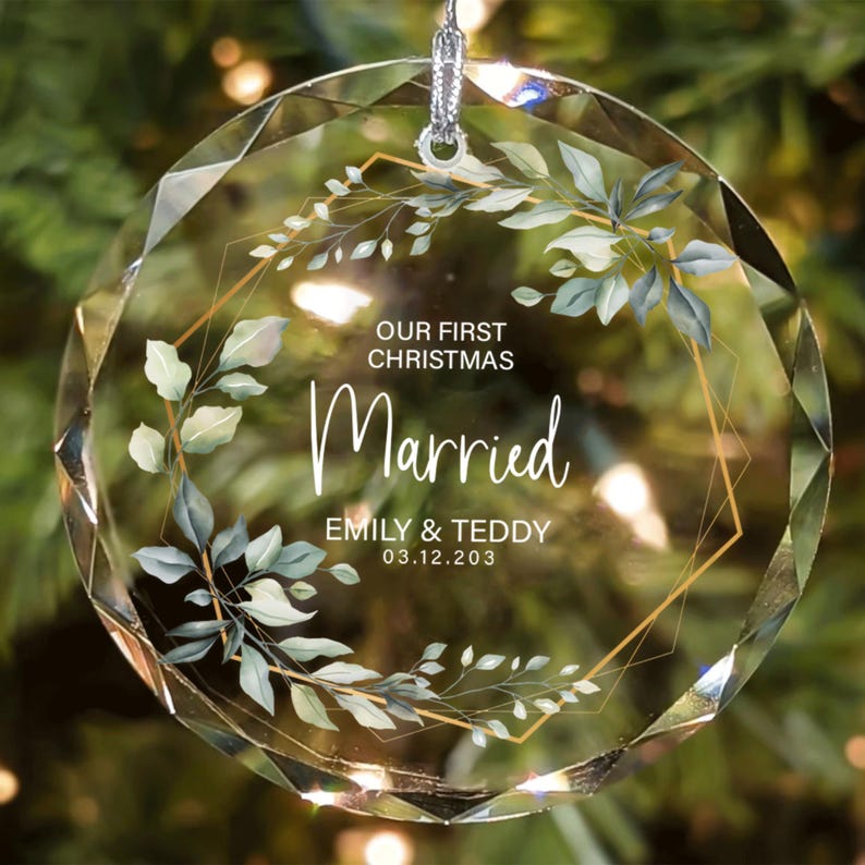 Married Ornament, Wedding Christmas Ornament, Custom Location Map ...