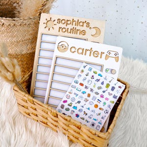 Personalized Kid Daily Routine Chart, Wooden Toddler Routine Chart ...