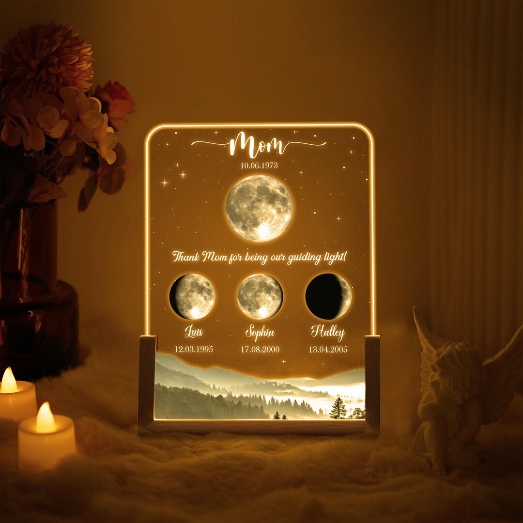 Custom Mom Moon Phase Lamp, Night Light Moon Phase, Mother’s Day Gift ...