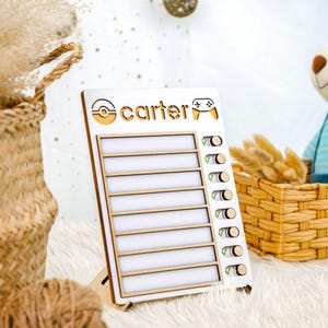 Personalized Kid Daily Routine Chart, Wooden Toddler Routine Chart ...