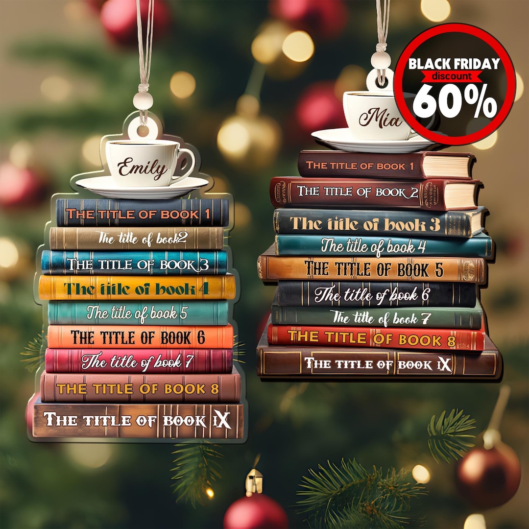Personalized Christmas Book Name Ornament, Book Lover Gift, Bookworm ...