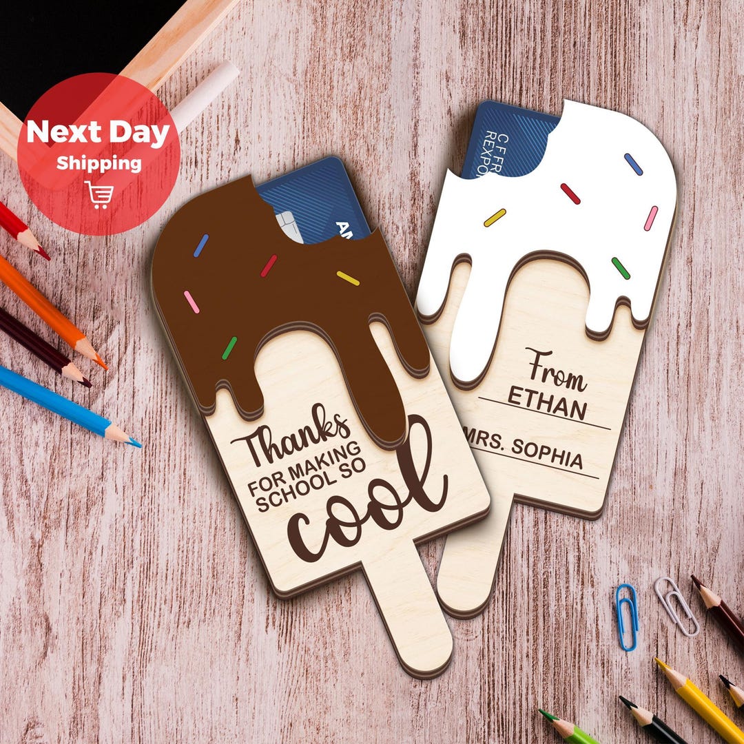 Personalized Wooden Teacher Gift Card Holder, Unique Teacher Thank You ...