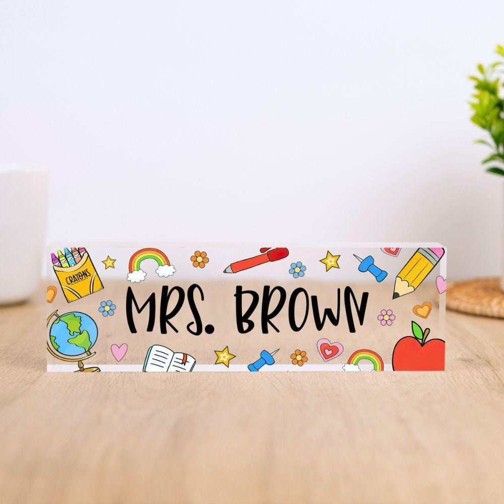 Personalized Teacher Desk Name Plate, Teacher Acrylic Block, Teacher ...