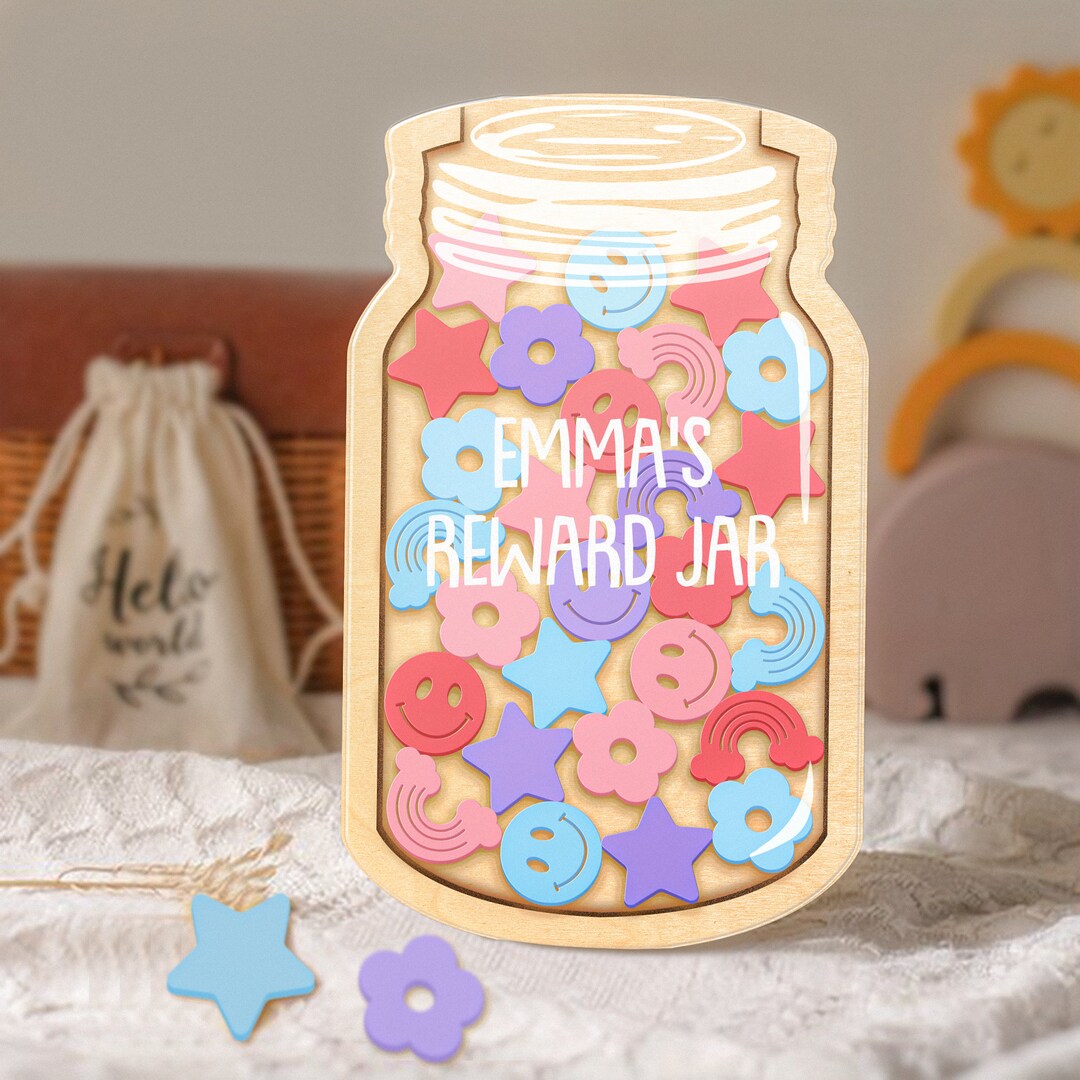 Personalized Reward Jar and Tokens, Mix Rainbow Star Token Classroom ...
