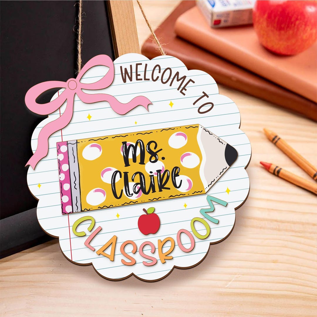 Teacher Door Hanger, 3D Teacher Welcome Sign, Personalized Teacher Gift ...