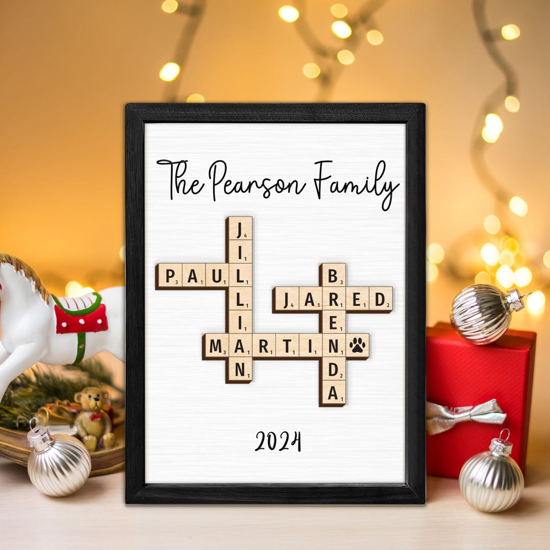 Personalized Scrabble Puzzle Sign, Family Crossword Scrabble Wooden ...