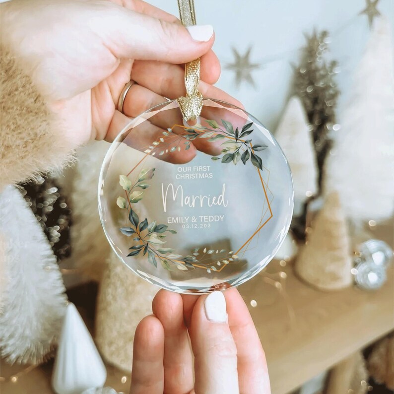 Married Ornament, Wedding Christmas Ornament, Custom Location Map ...