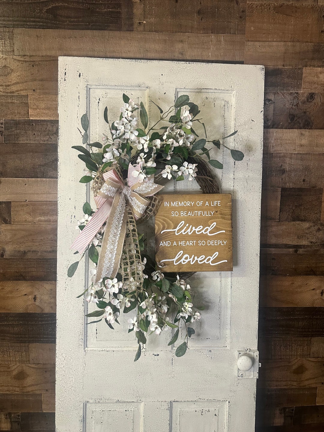 In Memory of a Life so Beautifully Lived Sympathy Wreath, Funeral Gift ...