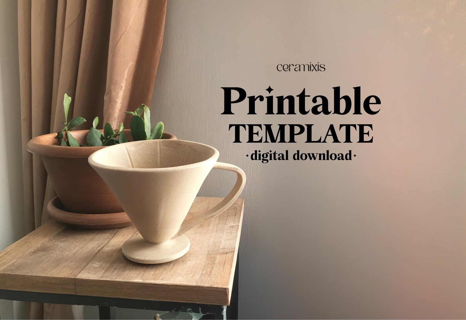 Coffee Pour Over Pottery Template, Ceramic Slab Building, Digital ...
