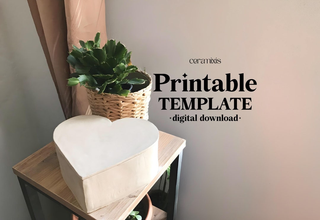 Lidded Heart Shape Box Slab Building Template | Pottery Template ...