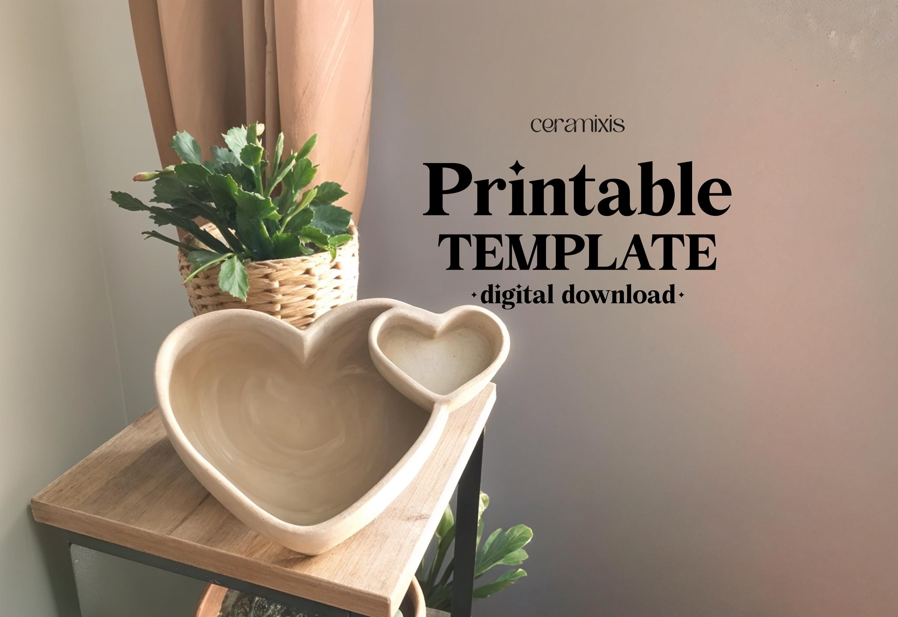 Heart Shaped Chips and Dip Bowl Template, Ceramic Slab Building ...
