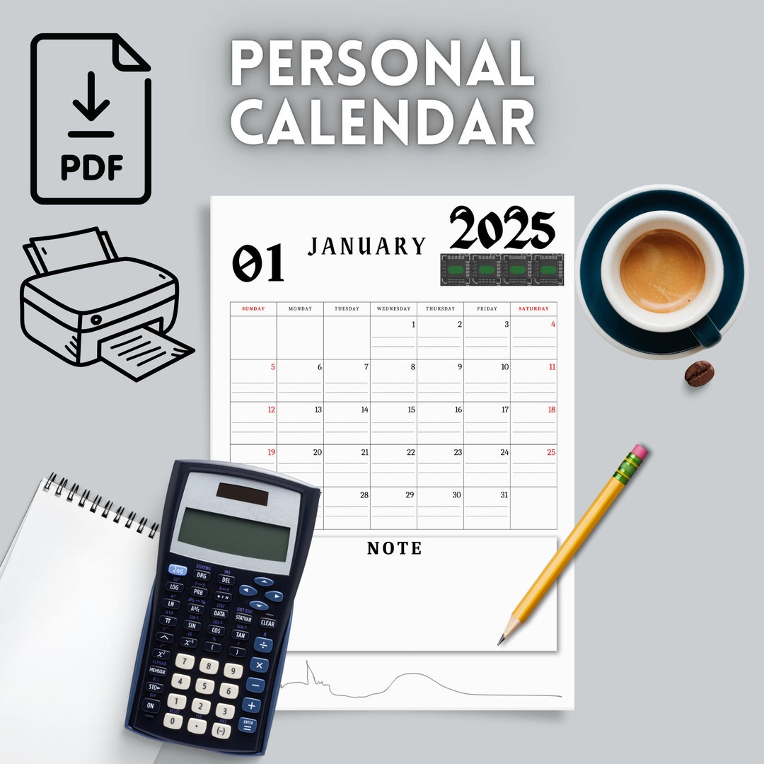 Calendar 2025 Printable. Monthly Planner for 2025. Minimalistic Monthly ...